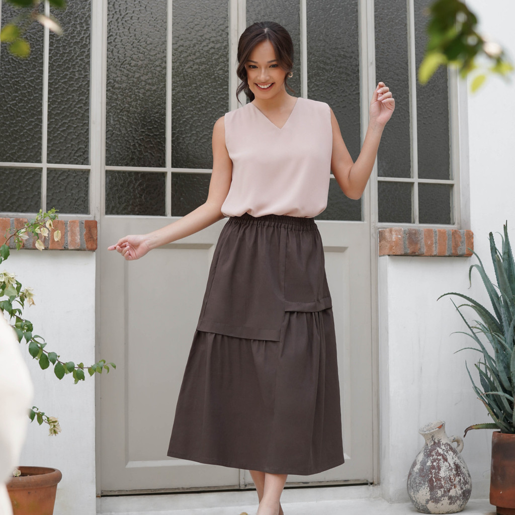 Jual Momelca Yelia Flared Daily Skirt - Bawahan Rok Midi Untuk Wanita ...