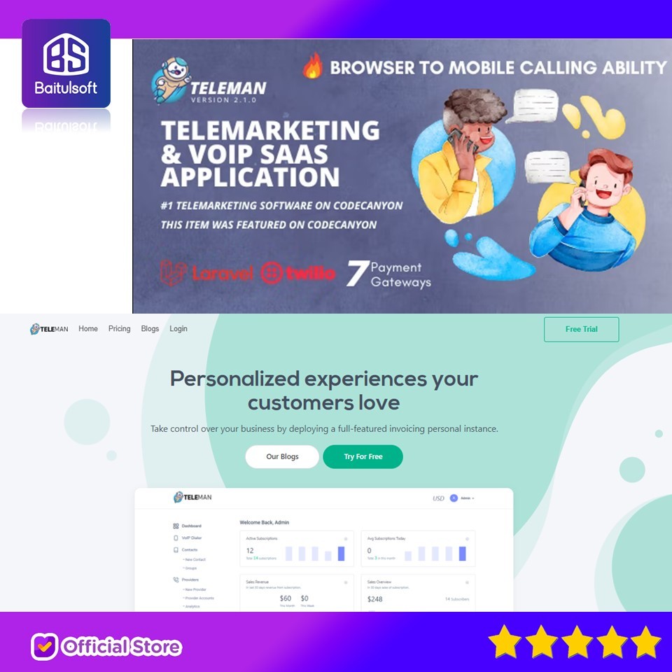 Jual SOURCE CODE APLIKASI TELEMAN - TELEMARKETING & VOIP SERVICE SAAS APPLICATION | Shopee Indonesia