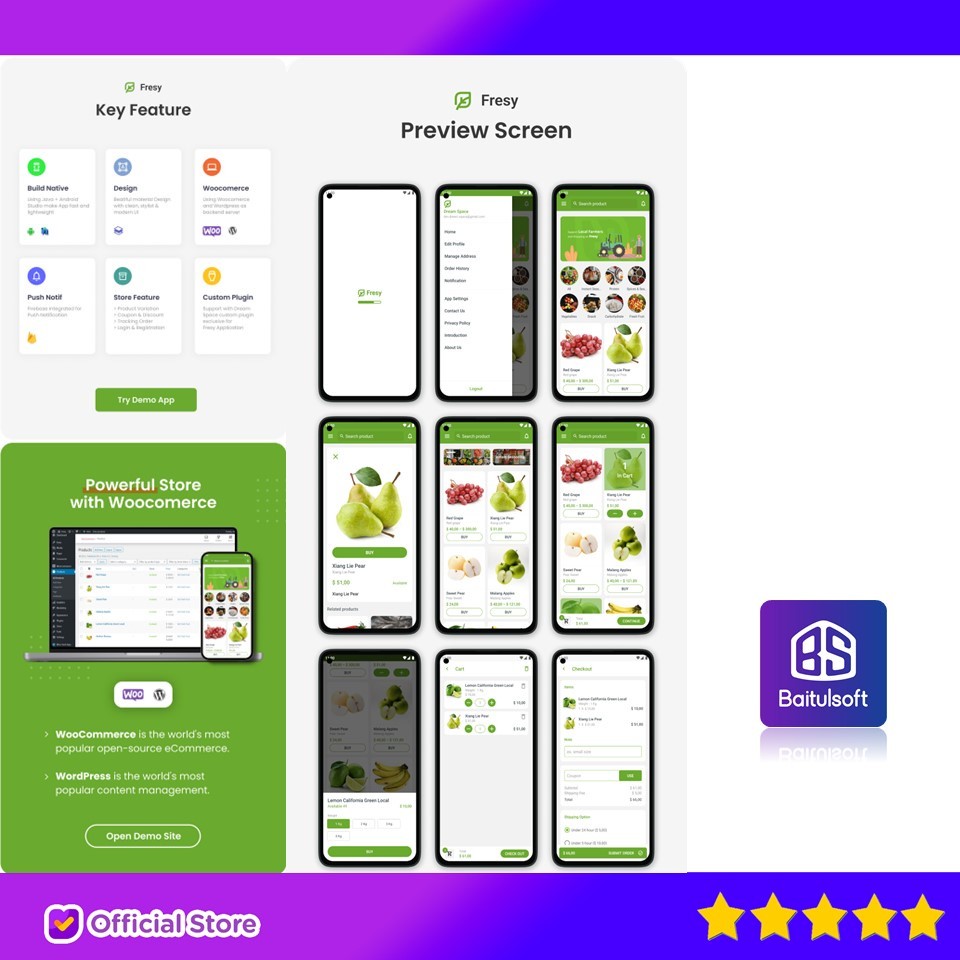 Jual SOURCE CODE APLIKASI FRESY - WOOCOMMERCE ANDROID APP FRESH GROCERY | Shopee Indonesia