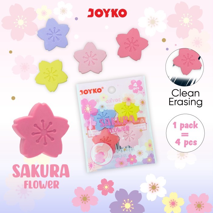 Jual JOYKO Penghapus Eraser ER-142 Sakura Flower 1 Pack 4 Pcs | Shopee ...