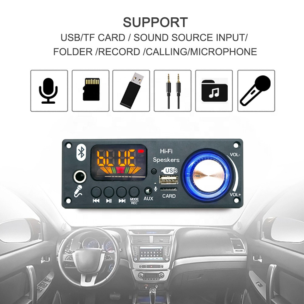 Jual MODUL MP3 PLAYER BLUETOOTH RADIO MIC USB CARD AUX DC 12V REMOTE ...