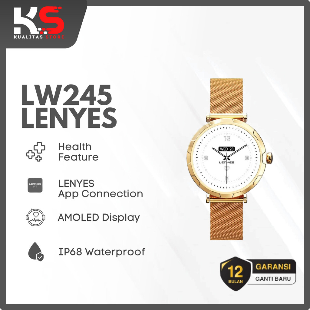 Jual LENYES Smartwatch AMOLED LED Touchsreen Sport Health Feature IP68 Waterproof LW245 | Shopee ...