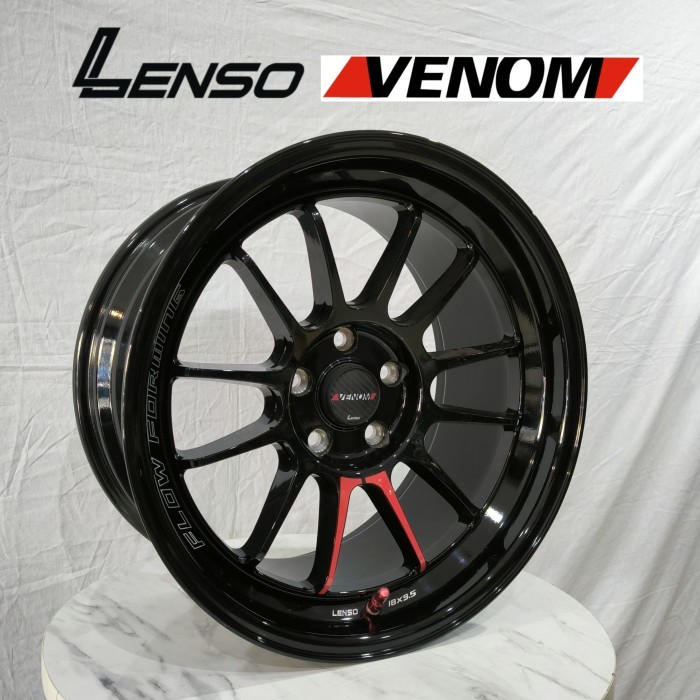 Jual Velg Lenso Venom 5 18x9.5 5H 114.3 et22 Black Glossy Ring 18 R18 lebar 9,5 inci Lobang 5 ...