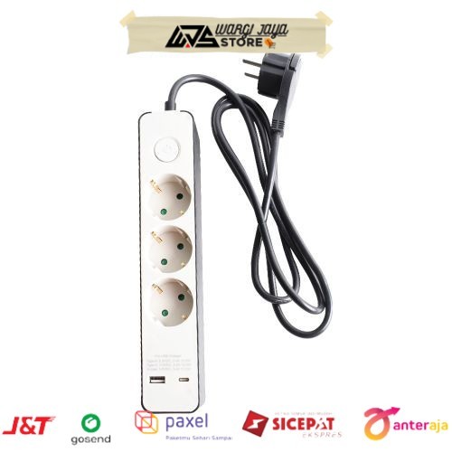 Jual Ace Krisbow Stop Kontak 3 Socket Dengan Port Usb & Type C - Hitam ...