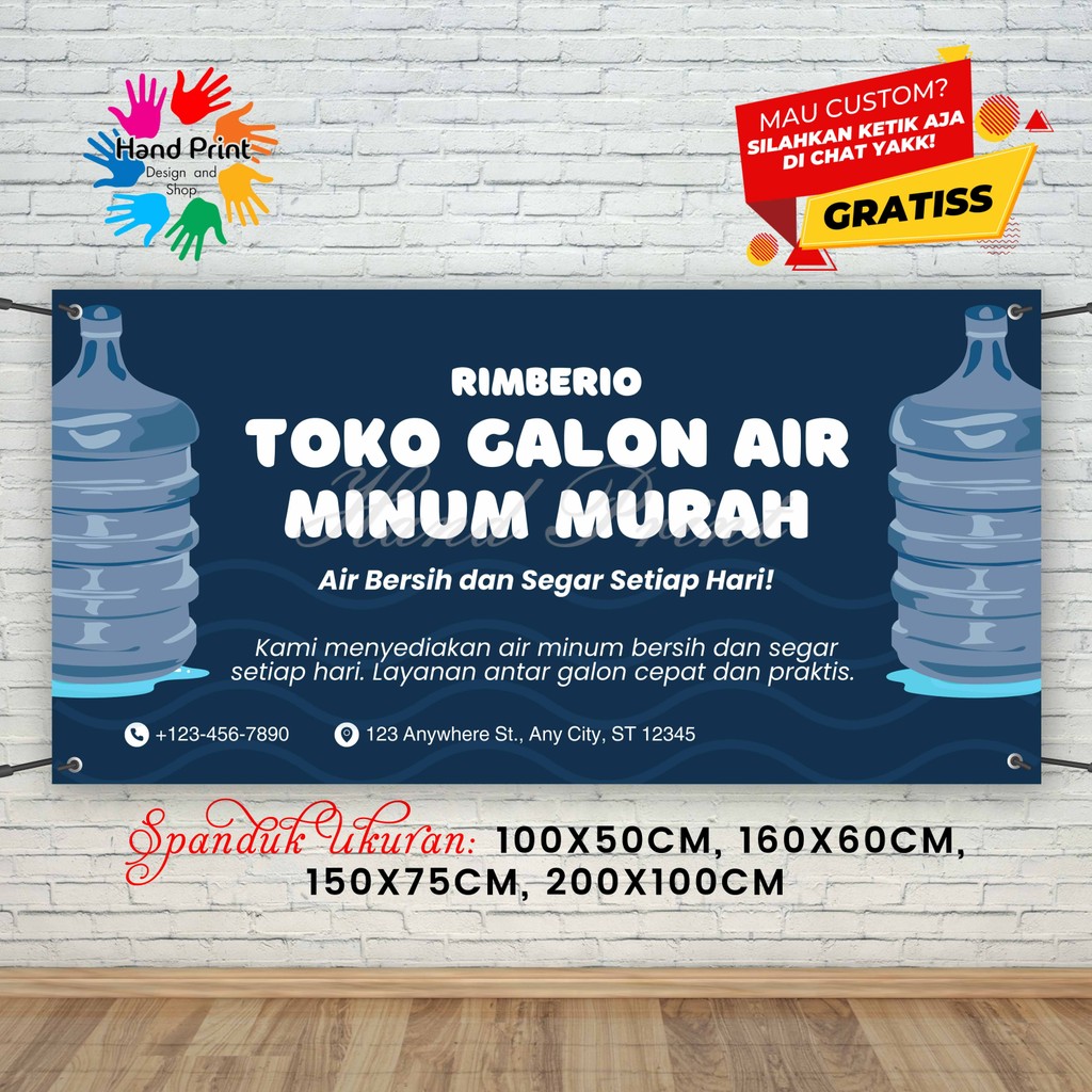 Jual Cetak Spanduk Banner Toko Jualan Galon Air Minum Isi Ulang MMT ...