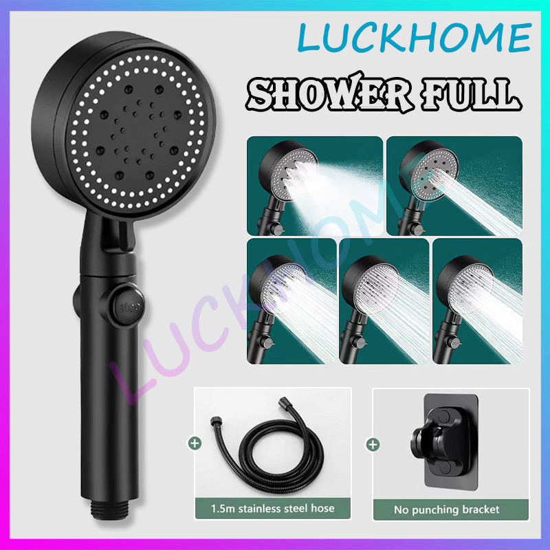 Jual Shower Mandi Hitam 5 Mode Komplit Kran Kepala Shower Mandi Hitam ...