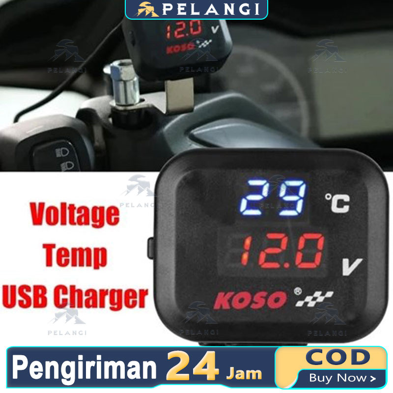 Jual Voltmeter Koso 3 In 1 USB Charger Universal SEMUA MOTOR Anti Air ...