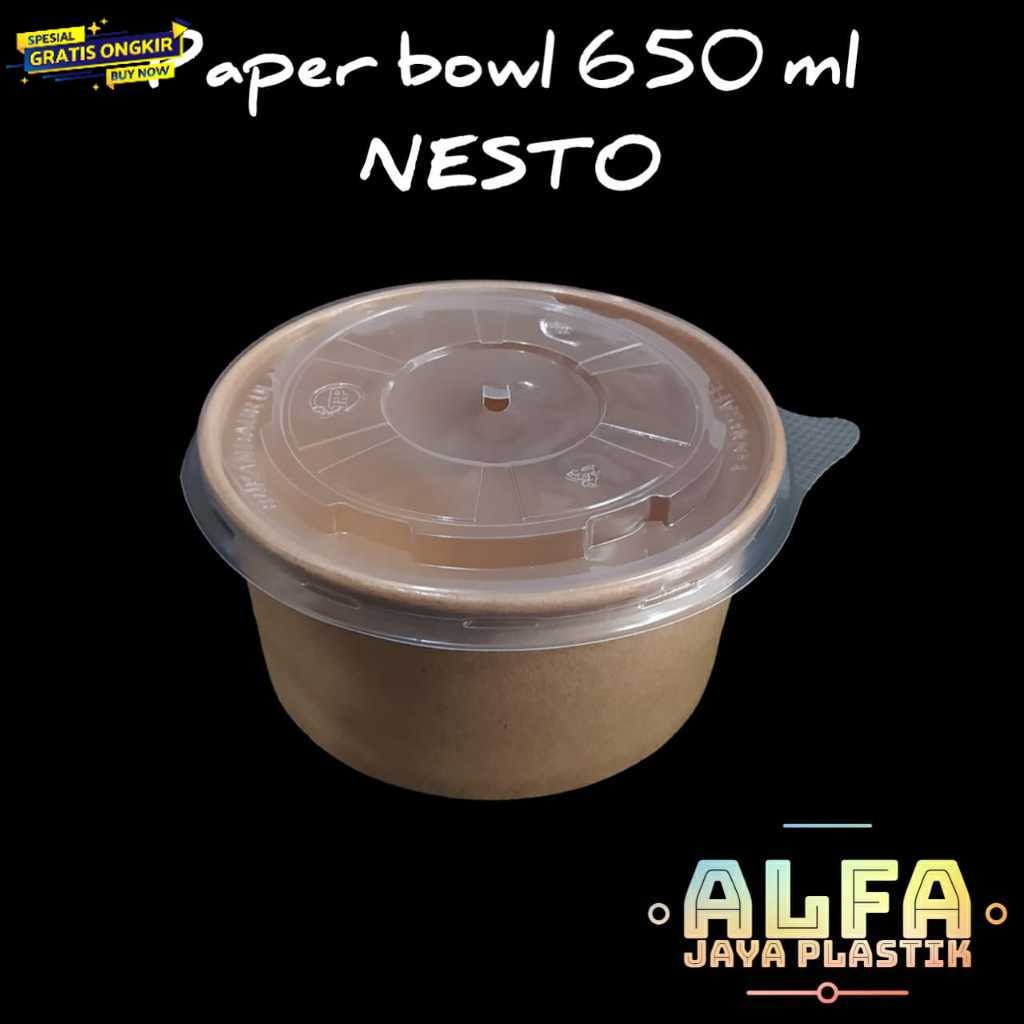 Jual Paper Bowl 650ml / NESTO / Paper Rice Bowl Kraft | Shopee Indonesia