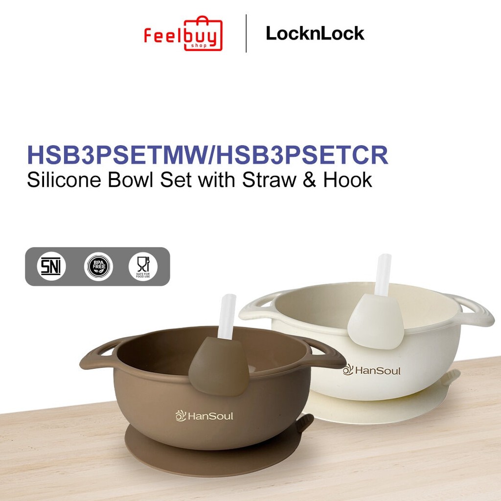 Jual HanSoul Premium Silicone Baby Bowl Set with Straw and Hook ...