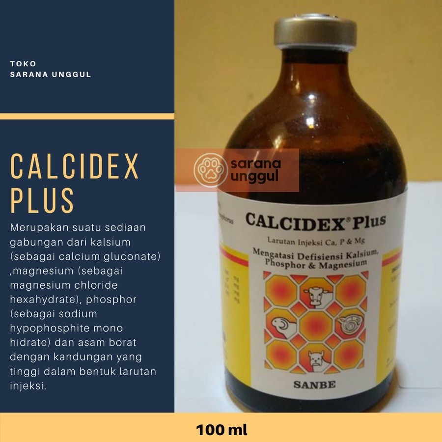 Jual CALCIDEX PLUS Injeksi 100ml Sanbe Obat Lumpuh Hewan Ternak Ruminan ...