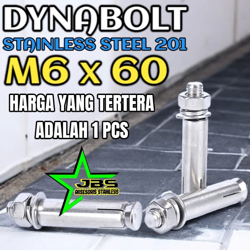 Jual DYNABOLT SS 201 M6×60 - DINABOLT - ANCHOR BOLT STAINLESS | Shopee ...
