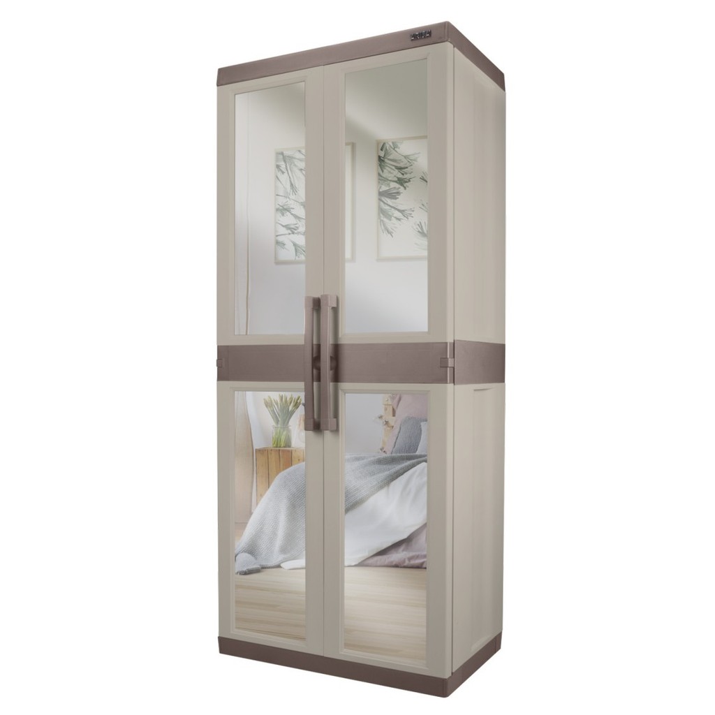 Jual Arisa CA702 Lemari Multifungsi Plastik Elegan Dua Pintu DENGAN 4 KACA CERMIN LEMARI PAKAIAN ...