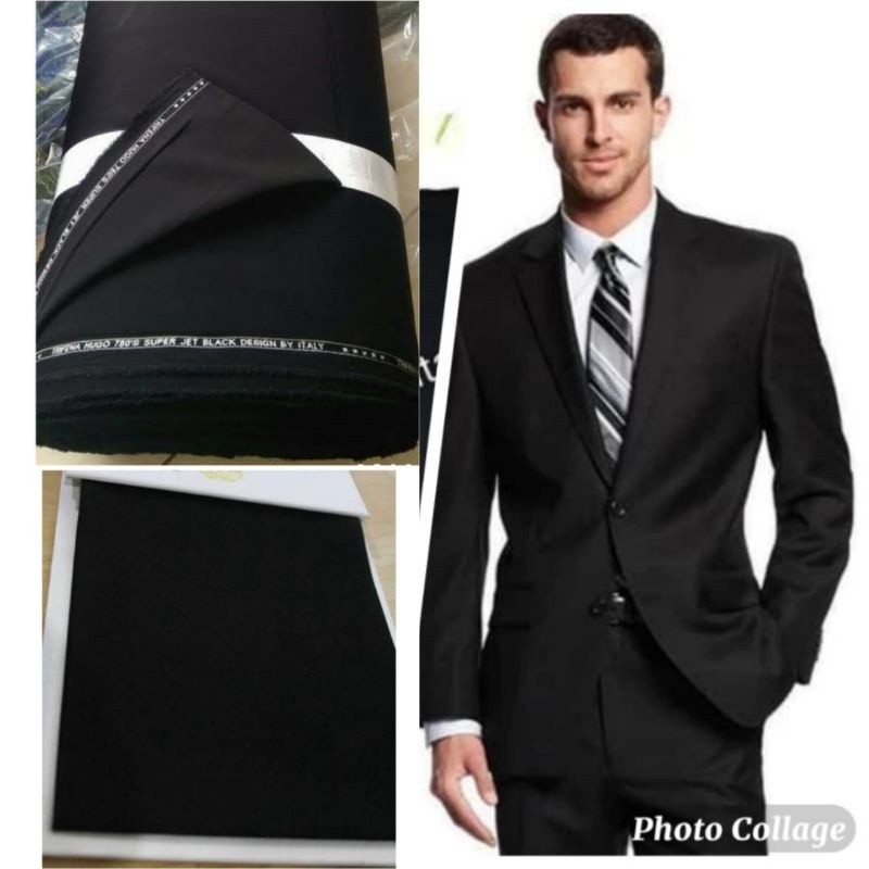 Jual kain jet black ori hitam pekat bahan celana rok jas blazer ...