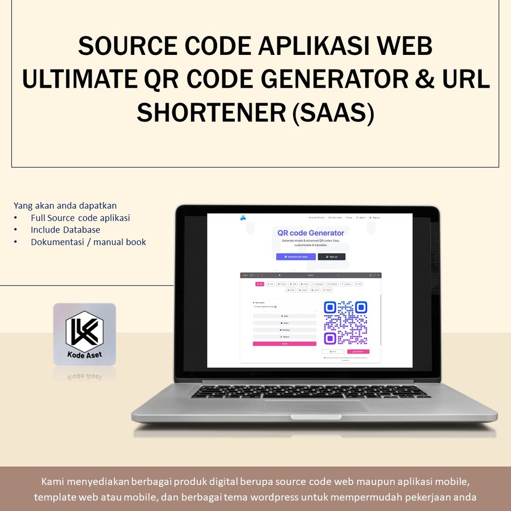 Jual SOURCE CODE APLIKASI WEB ULTIMATE QR CODE GENERATOR & URL SHORTENER (SAAS) | Shopee Indonesia