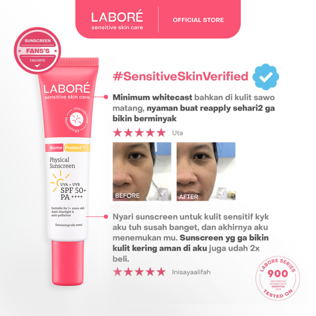 Jual [Creator Picks] Labore Physical Sunscreen SPF 50 PA++++ Full Size ...