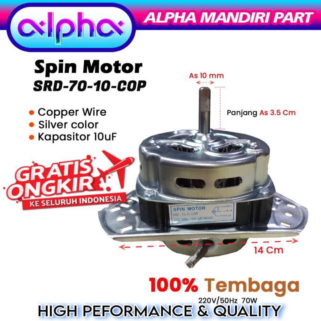 Jual Dinamo Spin Tembaga Mesin Cuci Umum 10mm - SRD-70-10-COP (A) | Shopee Indonesia