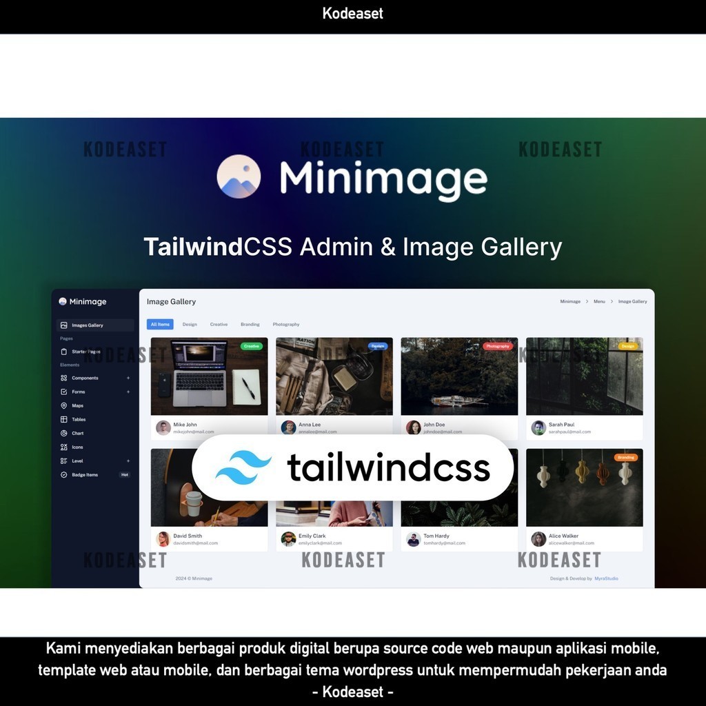Jual WEB TEMPLATE MINIMAGE - TAILWIND ADMIN & IMAGE GALLERY D2352 ...