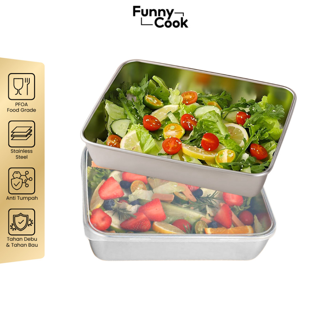 Jual FUNNYCOOK Tempat Wadah Makanan Kontainer Stainless Box Sayuran ...