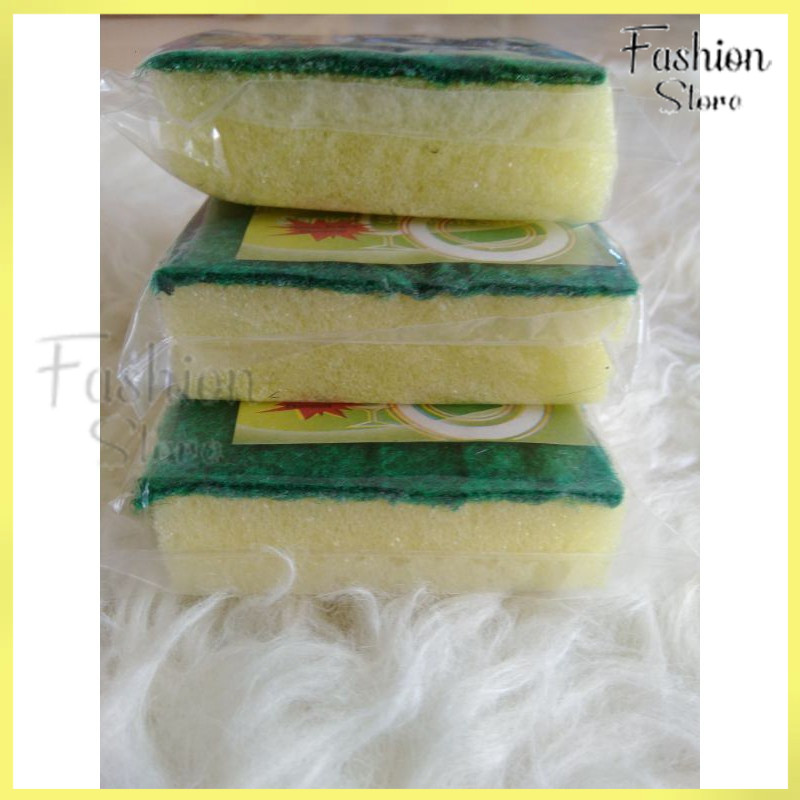 Jual FS PAKET 5PCS Spon Busa Kering Cuci Piring Kuning 2 Sisi Spons ...
