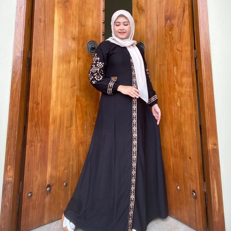 Jual Gamis Amanda Hamidah Bordir Rayon Twill Premium Dress (Free Hijab ...