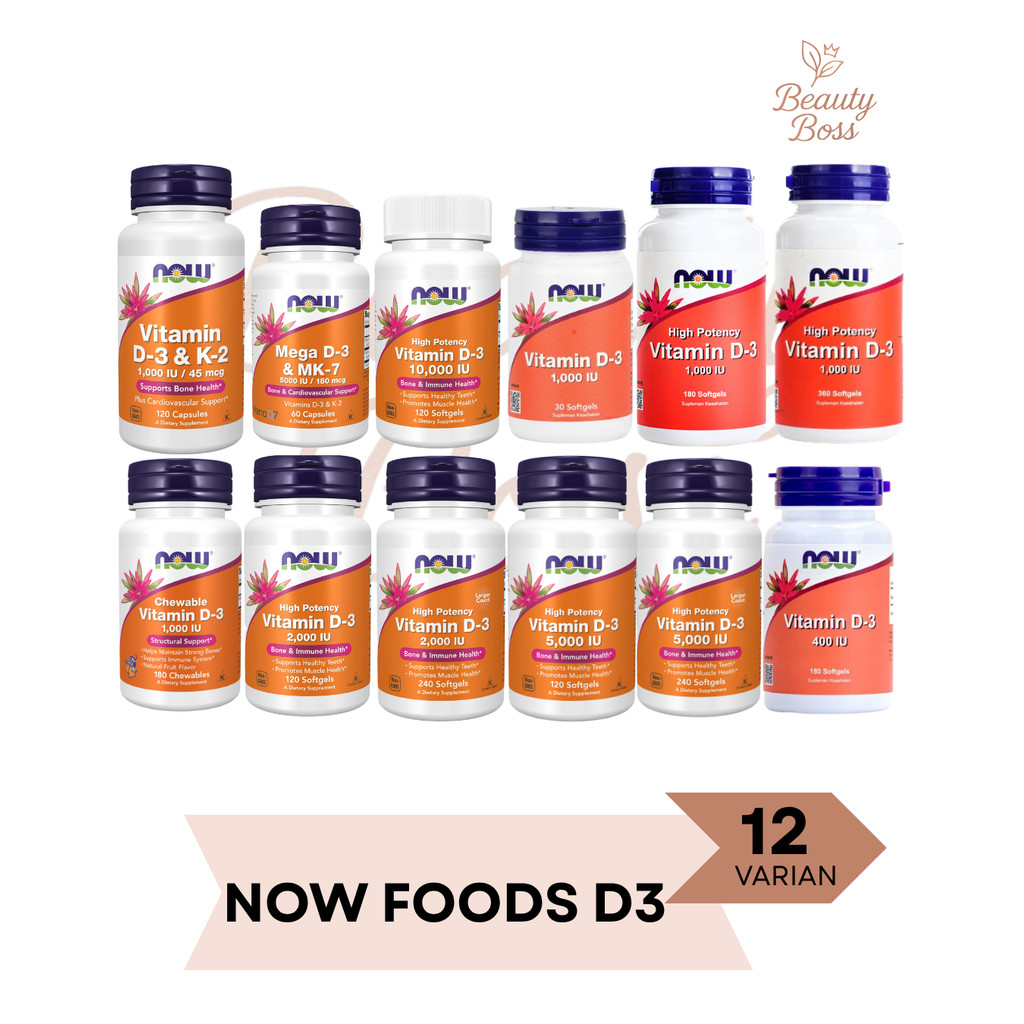Jual Now Foods Vitamin D3 D 3 1000 2000 5000 10000 IU K2 Mk7 400IU 2000IU | Shopee Indonesia