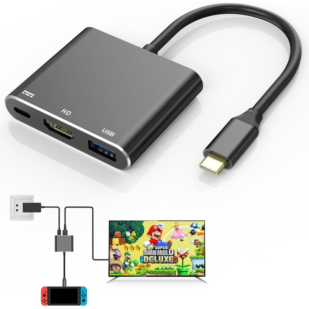 Jual HDMI Adapter 4K 1080 for Switch 3in1 Multiport USB 3.0 100W PD ...