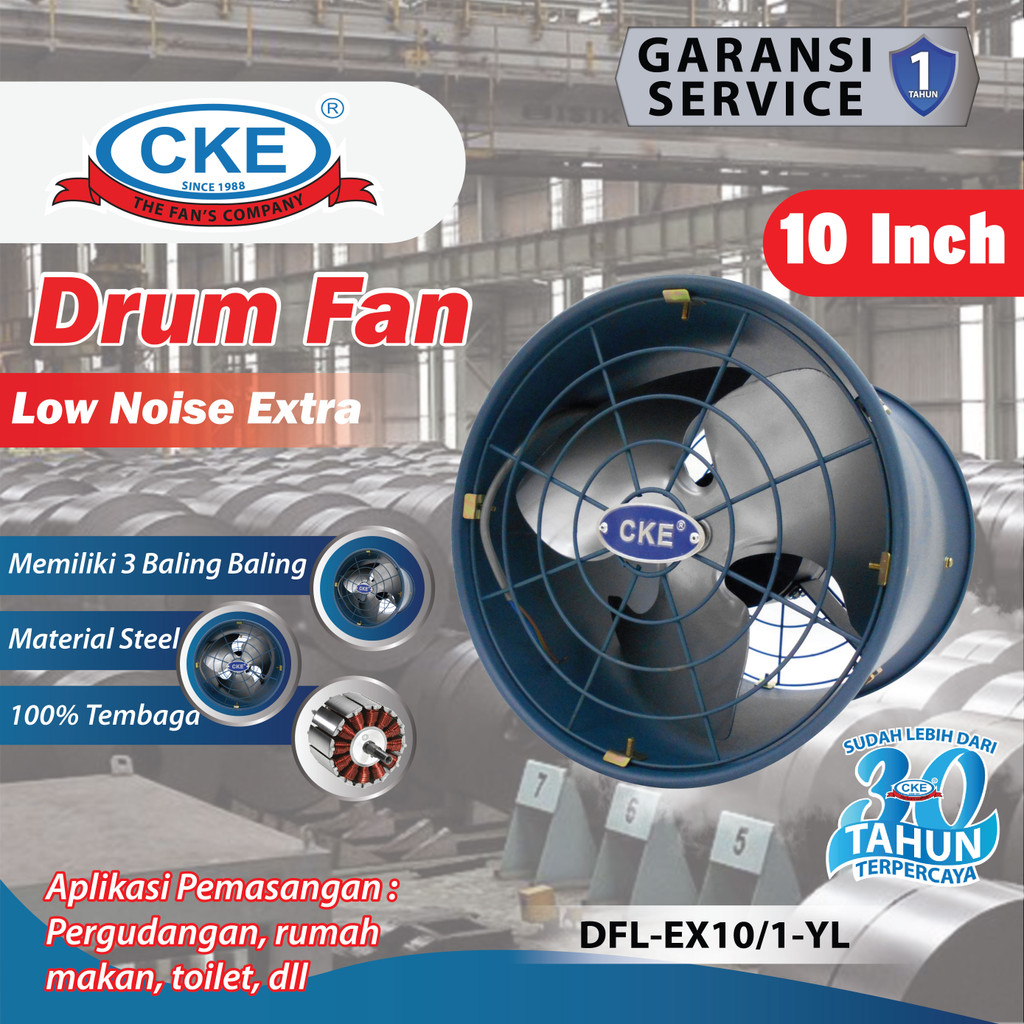 Jual Drum Fan CKE DFL-EX10 10 Inch Blower Tabung Blower Gedung Eksos ...