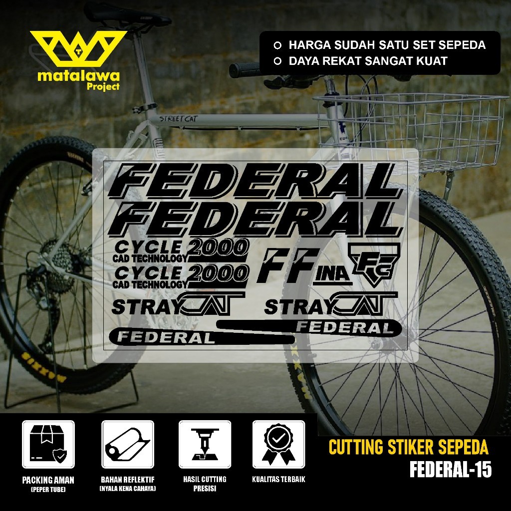 Jual Cutting Sticker Sepeda FEDERAL Straycat Stiker Streetcat MG 33 MTB ...