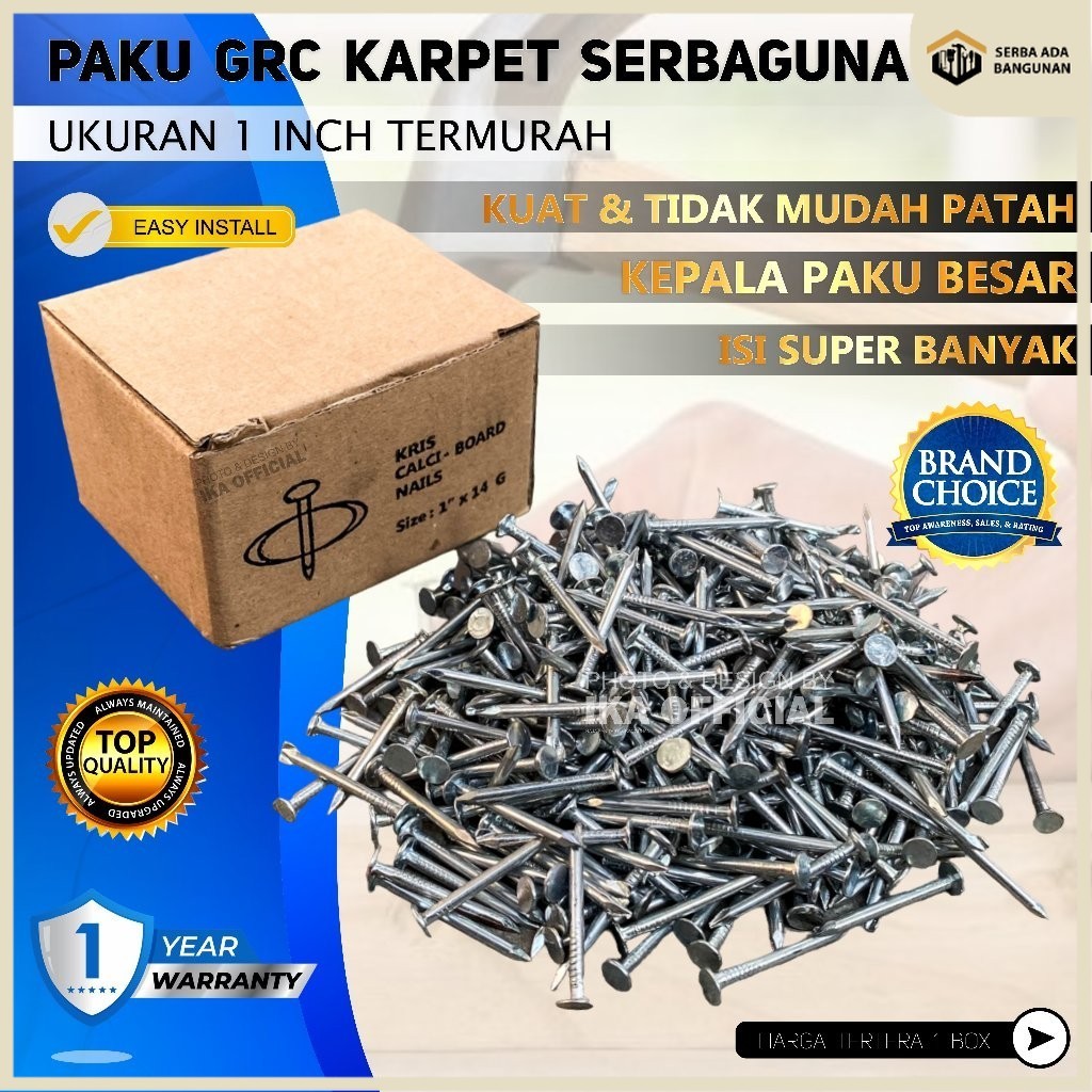 Jual SAB PAKU GRC 1 INCH x 14 G (PANJANG 2,5CM) HARGA 1 BOX ISI / PAKU ...
