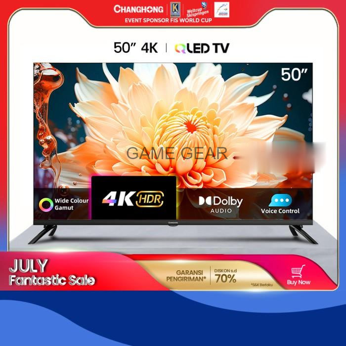 Jual Changhong QLED TV 4K 50 inch Dolby Audio DBX-TV Google Play Smart ...