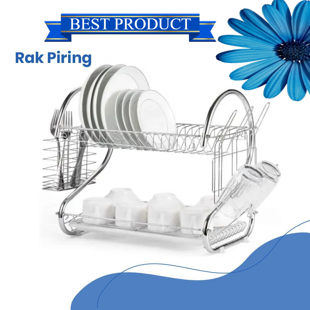 Jual Rak Piring Stainless Minimalist 2 Susun Tingkat Peralatan Dapur ...