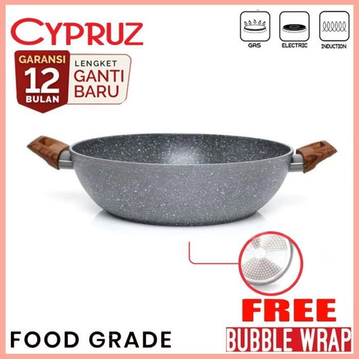 Jual Cyprus Fry Wok Pan Cypruz Marble Wajan Kuali Induksi 30 cm KI-0645 | Shopee Indonesia