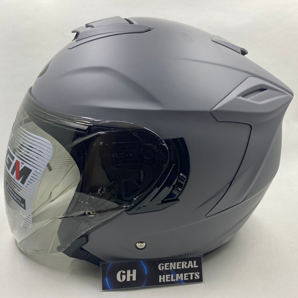 Jual HELM GM FURY SOLID DIM GREY DOFF DOUBLE VISOR HALF FACE | Shopee ...