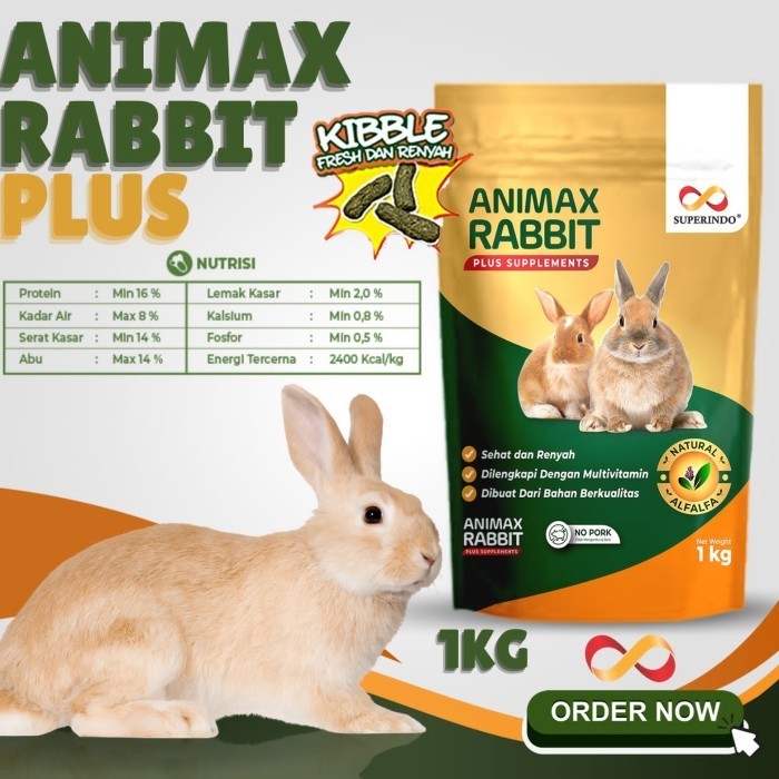 Jual ANIMAX PLUS FRESHPACK 1KG RABBIT FOOD - MAKANAN KELINCI ANIMAX ...