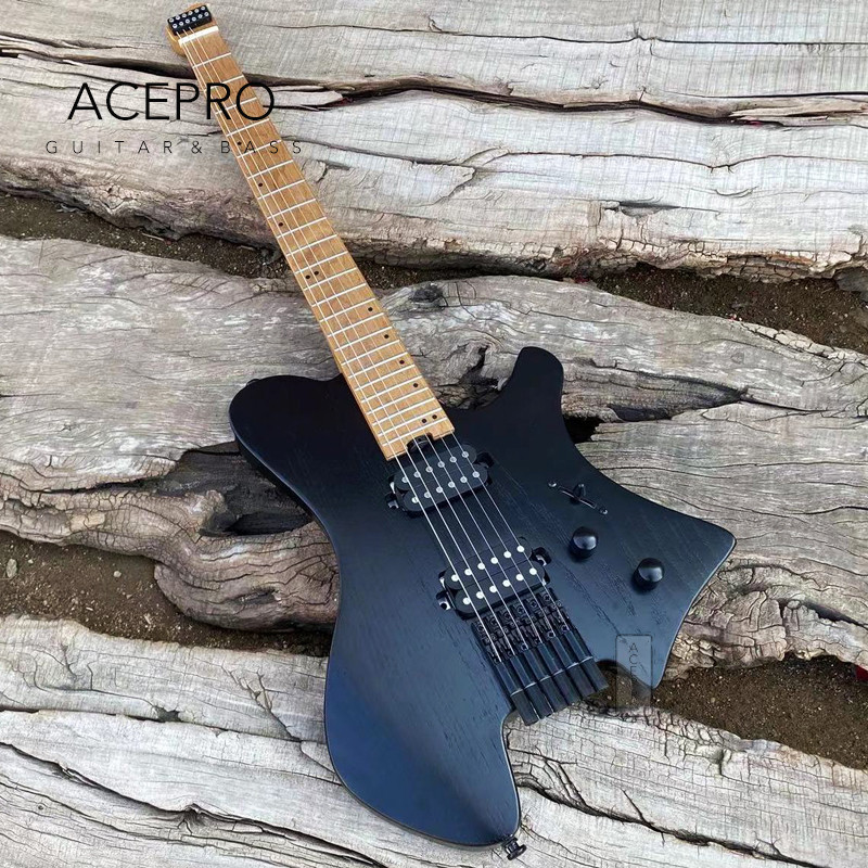Jual Acepro Headless Electric Guitar 2 Humbucker Pickups, Dark Black ...