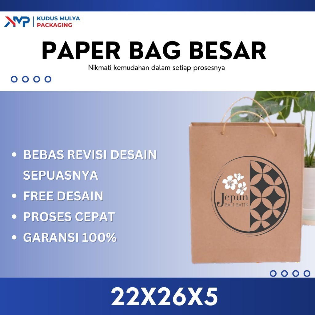 Jual PAPER BAG CUSTOM BESAR 50 / 22cm X 26cm X 5cm / PAPERBAG SABLON ...