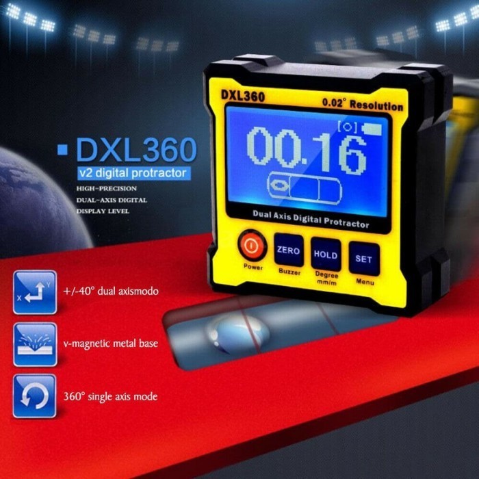 Jual Digital Protractor DXL360 Angle Finder Inclinometer Level DXL-360 ...