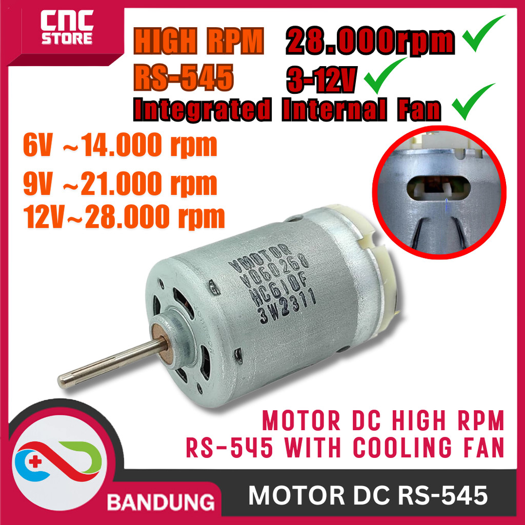 Jual Motor DC Dinamo 545 RS-545 DC 12V AXIS AS 3mm AS PANJANG HIGH RPM ...