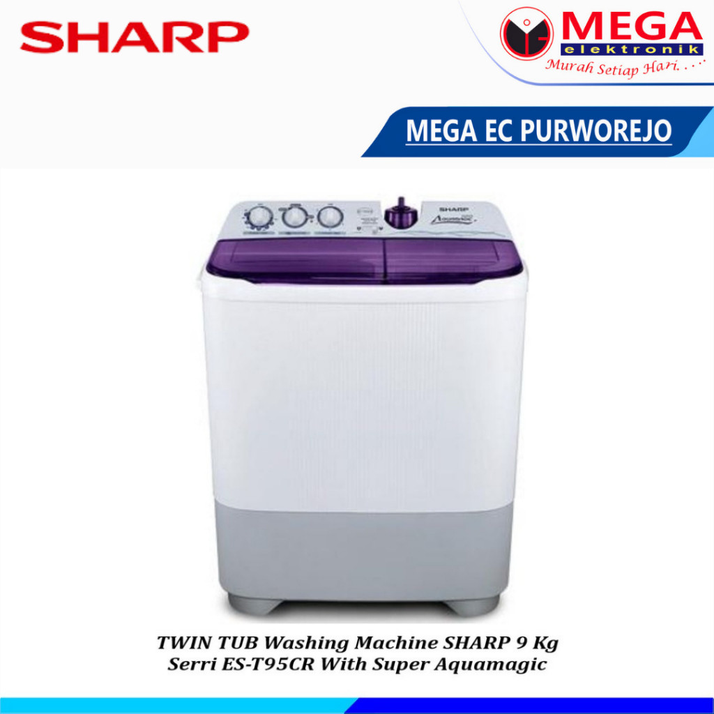 Jual MESIN CUCI SHARP 2 TABUNG SERI ES-T95CR KAPASITAS 9KG TWIN TUB GARANSI RESMI | Shopee Indonesia