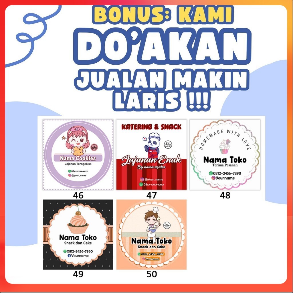 Jual CETAK STIKER LABEL KOTAK MAKANAN STICKER KUE ROTI STIKER KOTAK ...