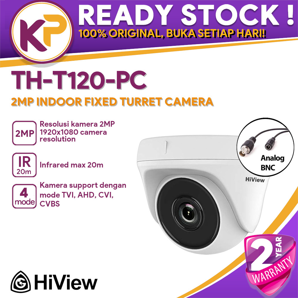 Jual HIVIEW TH-T120-PC 2MP INDOOR FIXED TURRET ANALOG HDTVI CAMERA ...
