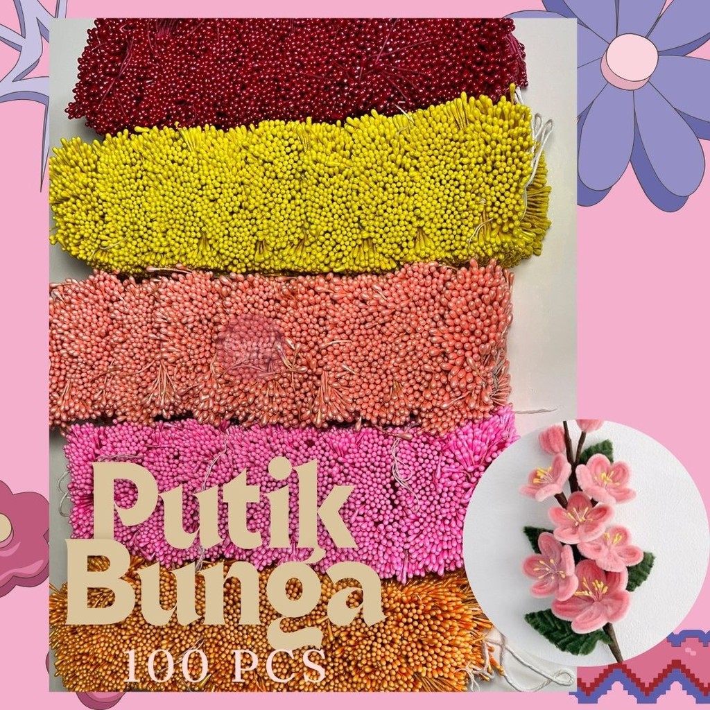 Jual [±100 pcs] Putik bunga sari plastik hiasan bunga manik manik ...