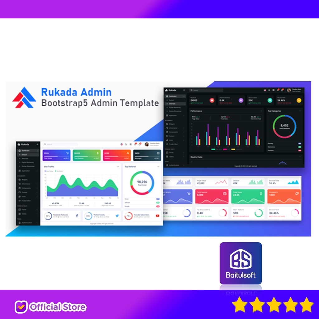 Jual RUKADA - RESPONSIVE BOOTSTRAP 5 ADMIN TEMPLATE | Shopee Indonesia