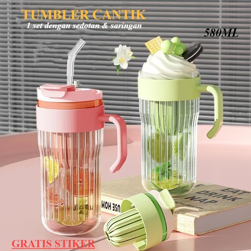 Jual Tumbler Botol Minum 580ml Botol Cangkir Dengan Sedotan Saringan Buah Tumblr Olahraga Gelas ...