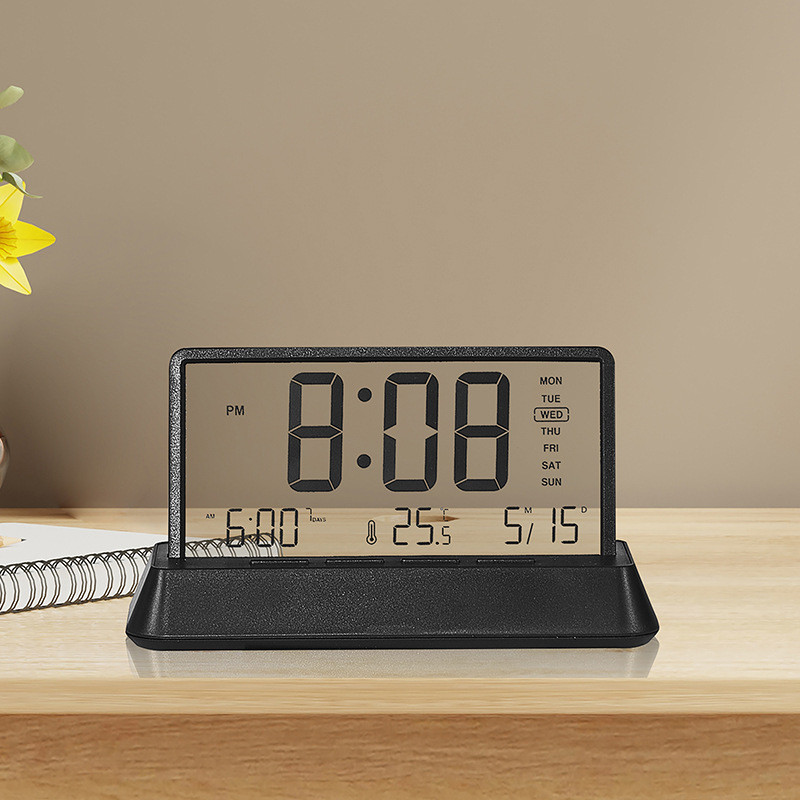 Jual LCD Digital Alarm Clock Transparent Date Week Temperature Display ...