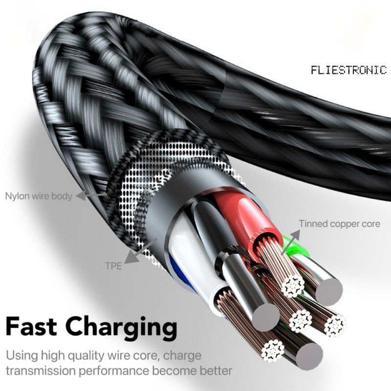 Jual Braided anti bending data cable ultra Data 3 in 1 120W Type-C ...
