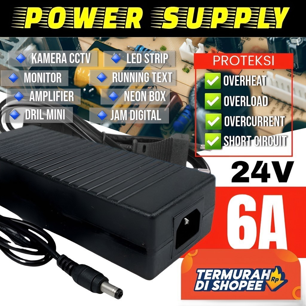 Jual Power Supply Adaptor DC 24V 6A Converter AC to DC EU Plug with ...