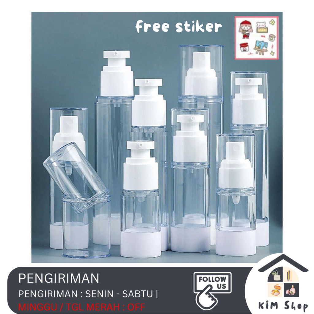 Jual KIM SHOP Botol Airless Pump Spray Lotion Cream Serum Toner Sabun ...