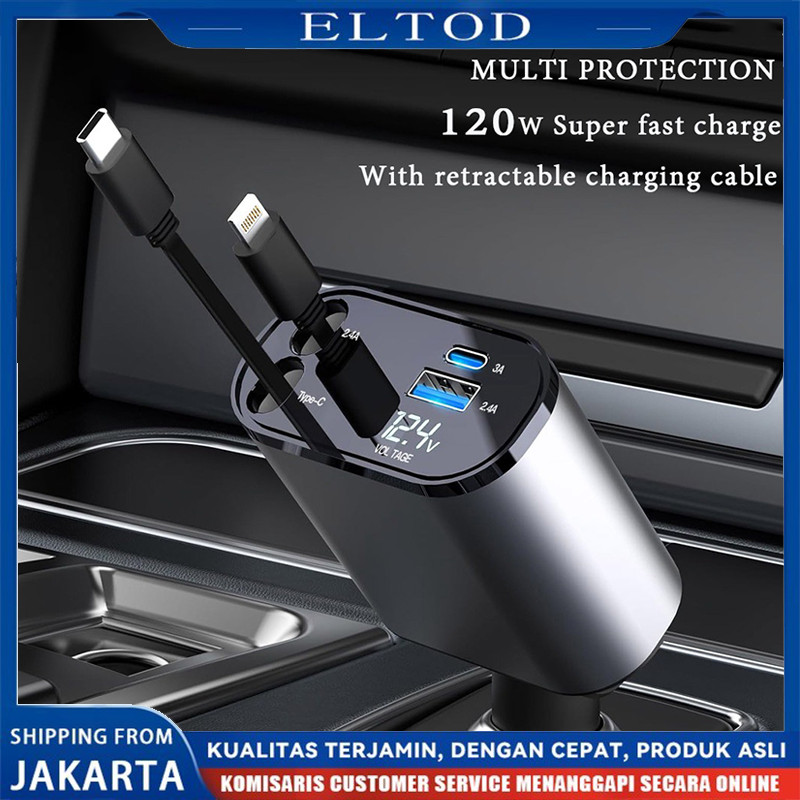Jual Retractable Car Charger IOS dan Android (Charger Mobil Kabel ...