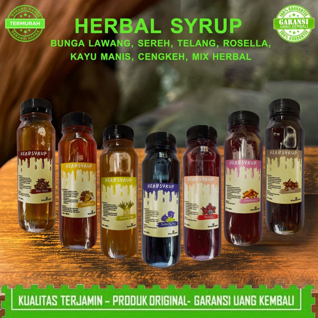 Jual Sirup Rempah Herbal cengkeh telang cinnamons sereh rosella pekak ...